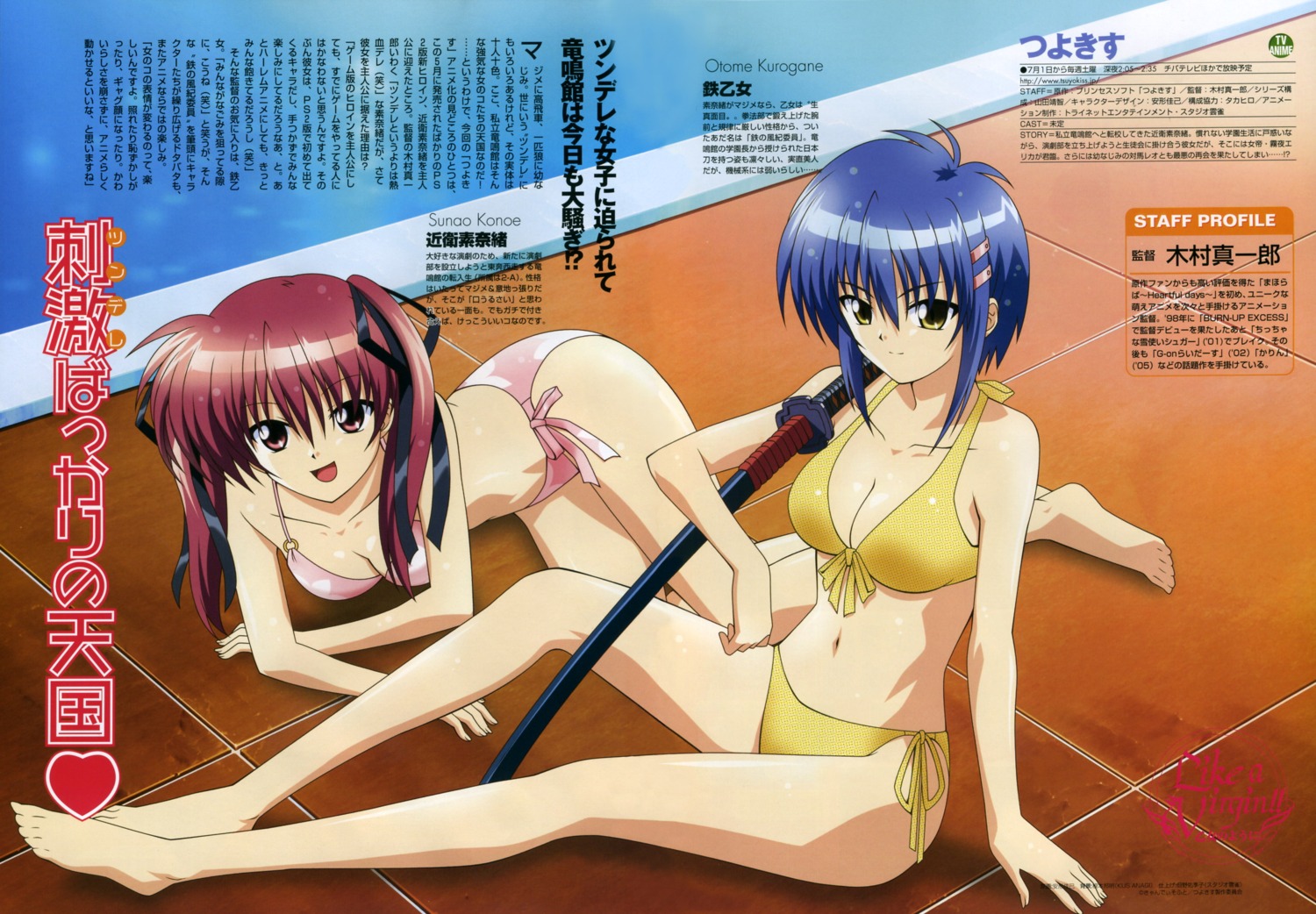 agata yoshimi tsuyokiss konoe sunao kurogane otome bikini cleavage feet swimsuits sword | #2813 ...